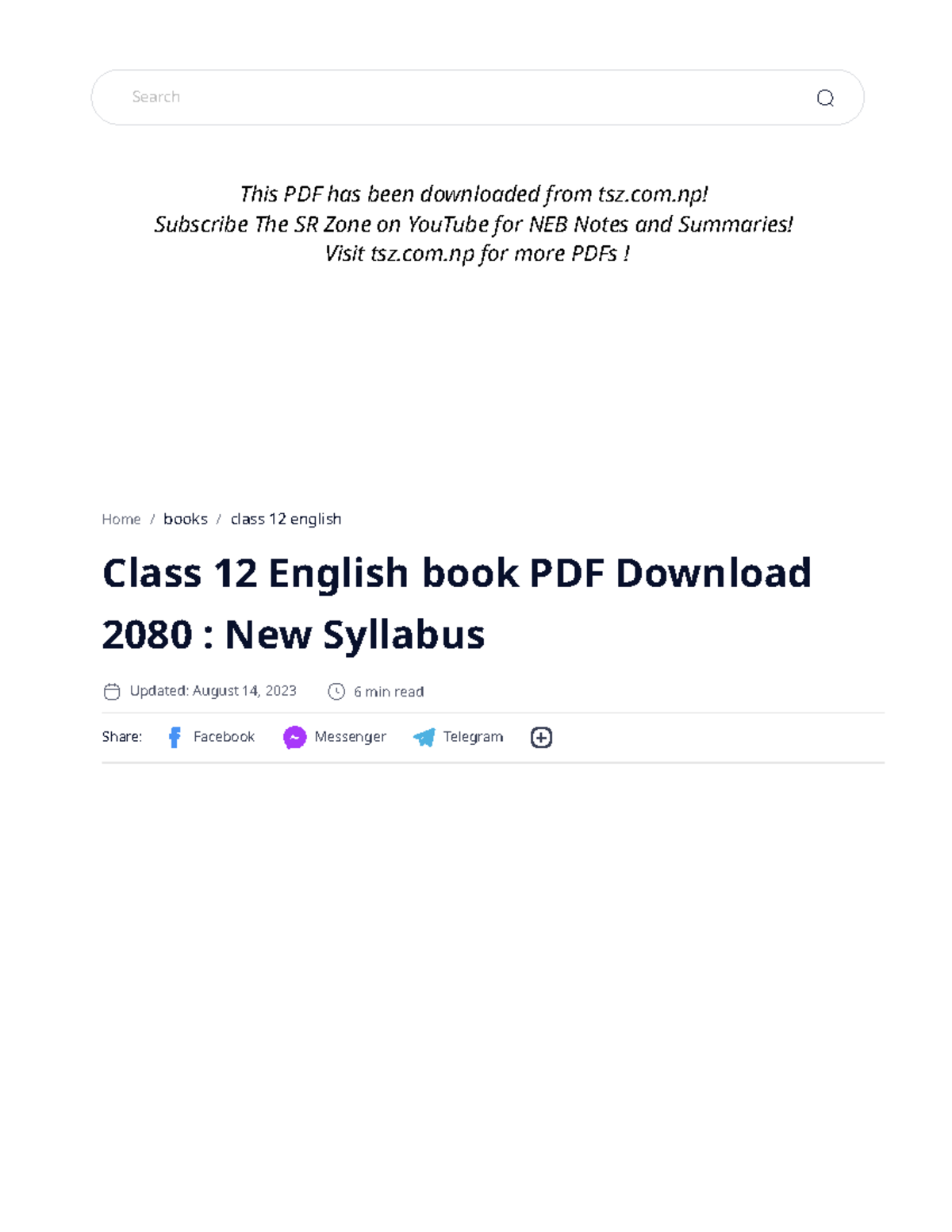 Class 12 English book PDF Download 2080 New Syllabus - The SR Zone ...