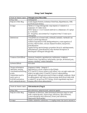 Drug Cardwk 7 - drug card - Drug Card Template Trade & Generic name ...