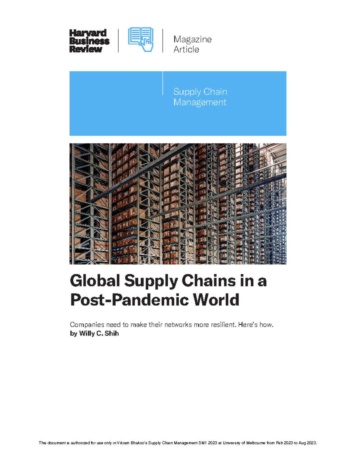 Case Study W11 – Global Supply Chains in a Post-Pandemic World ...