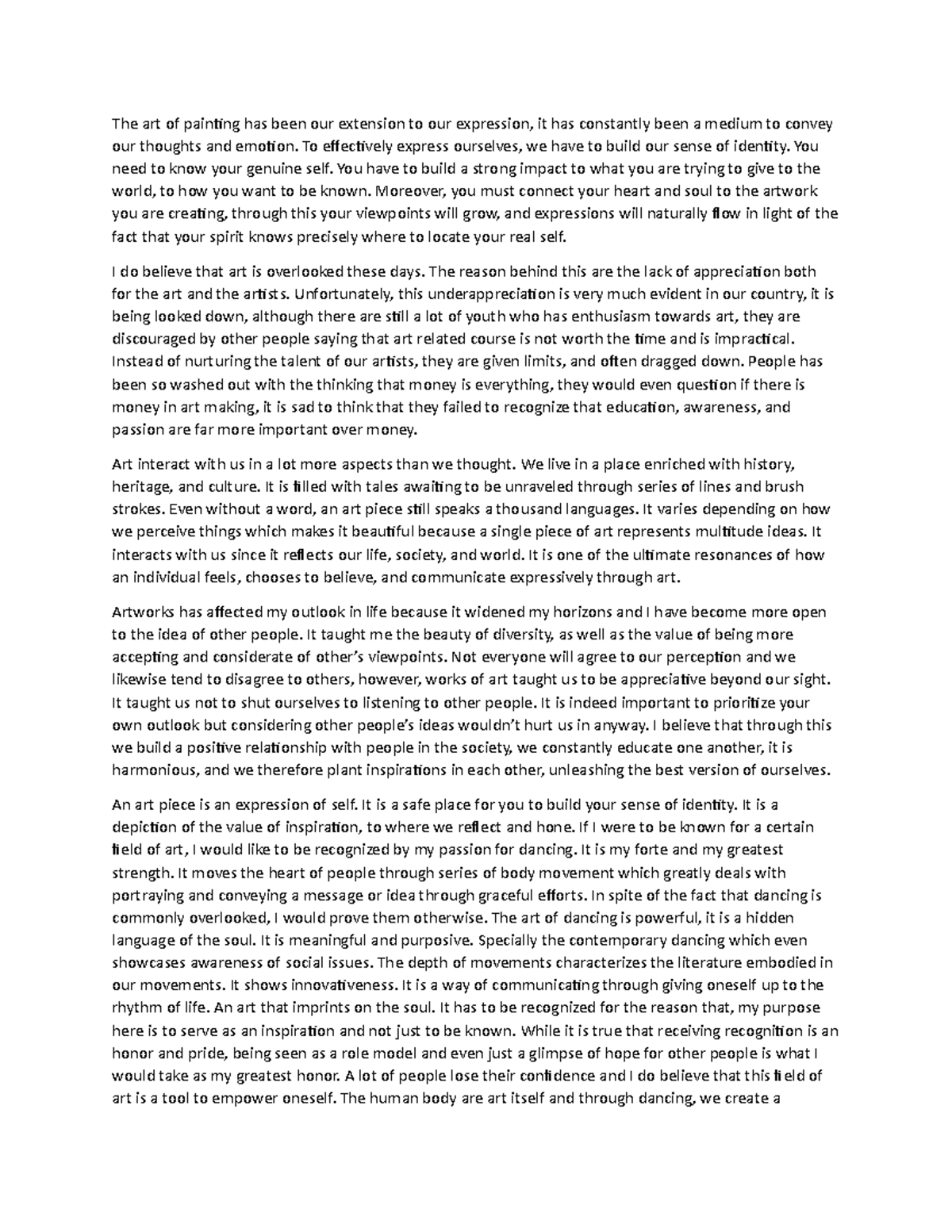 Contemp Essay - The art of painting has been our extension to our expression, it has constantly ...