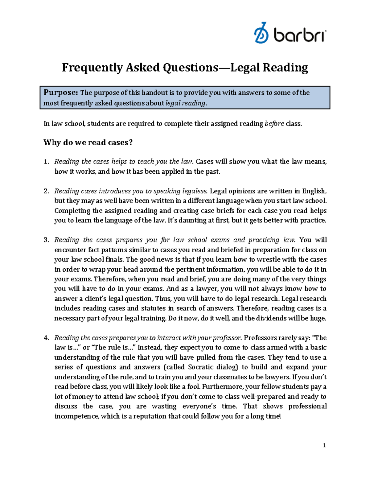 FAQ - Legal Reading - 1 Frequently Asked Questions—Legal Reading ...