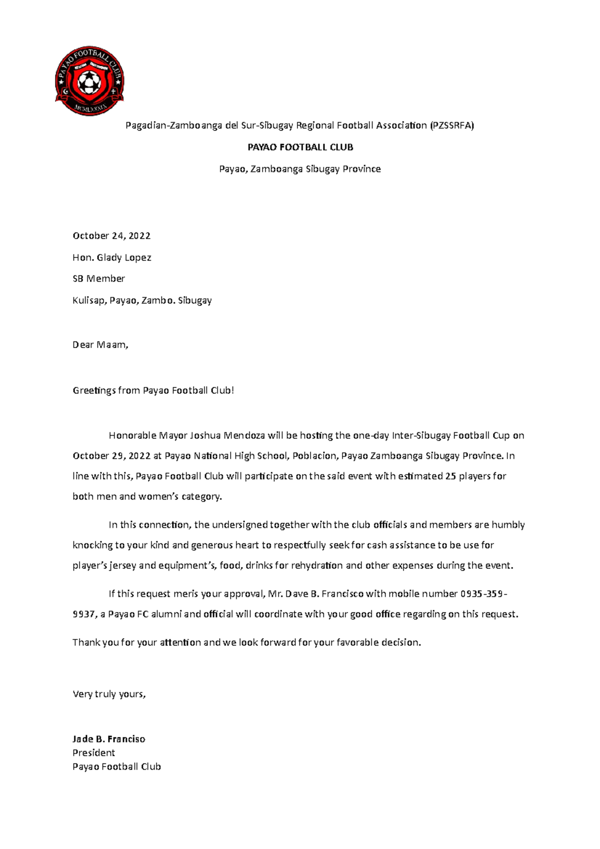 Solicitation Letter - asdassa - Pagadian-Zamboanga del Sur-Sibugay ...