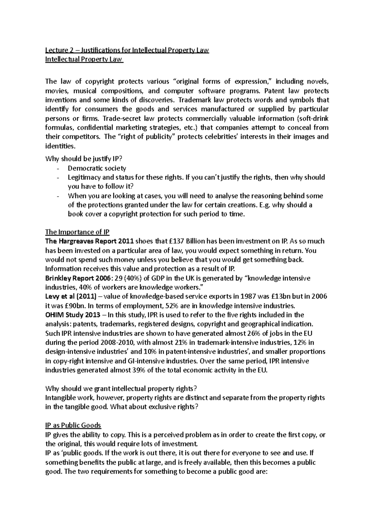 Lecture 2 - Justifications of IP - Lecture 2 – Justifications for ...