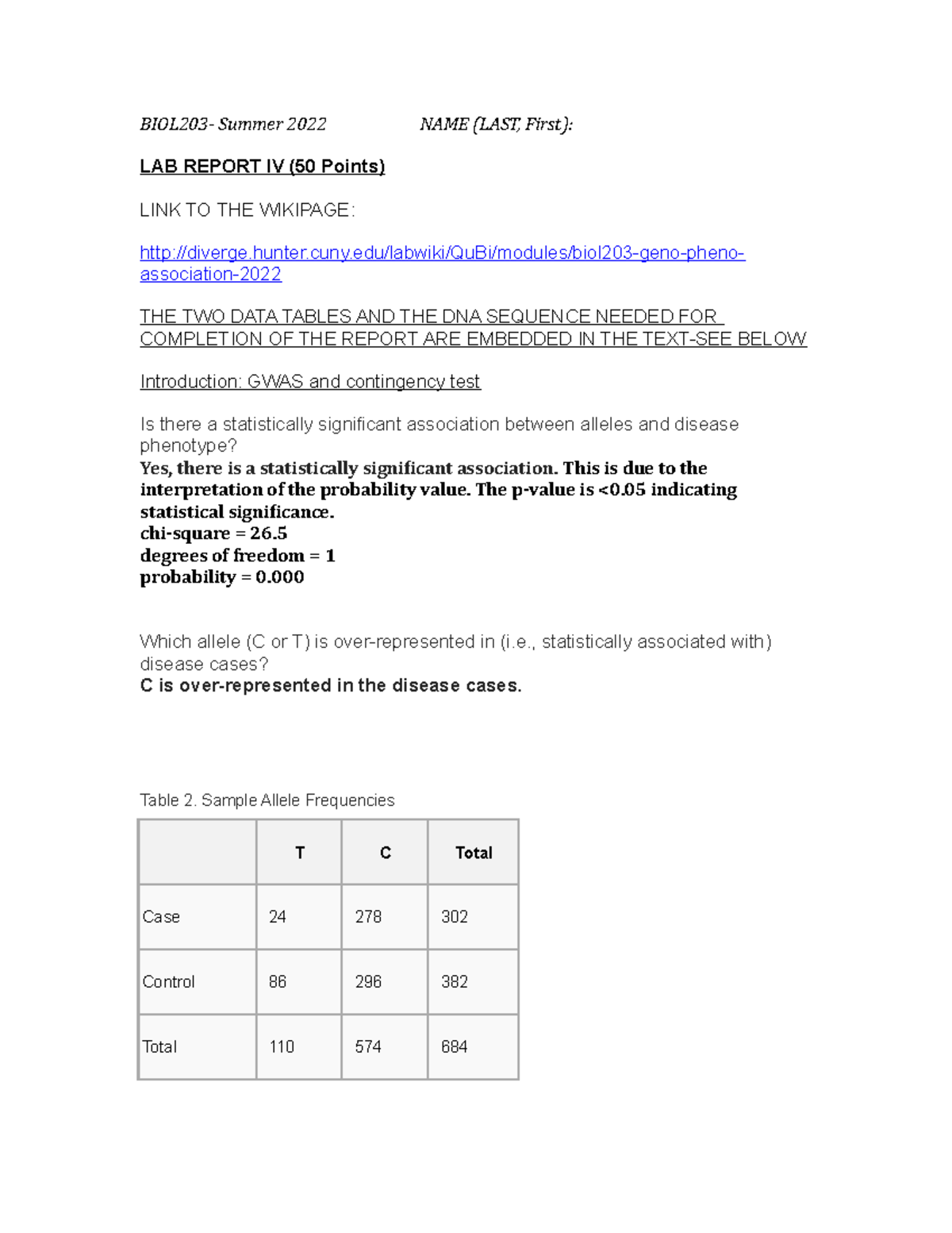 Lab Report IV JF completed - BIOL203- Summer 2022 NAME (LAST, First ...