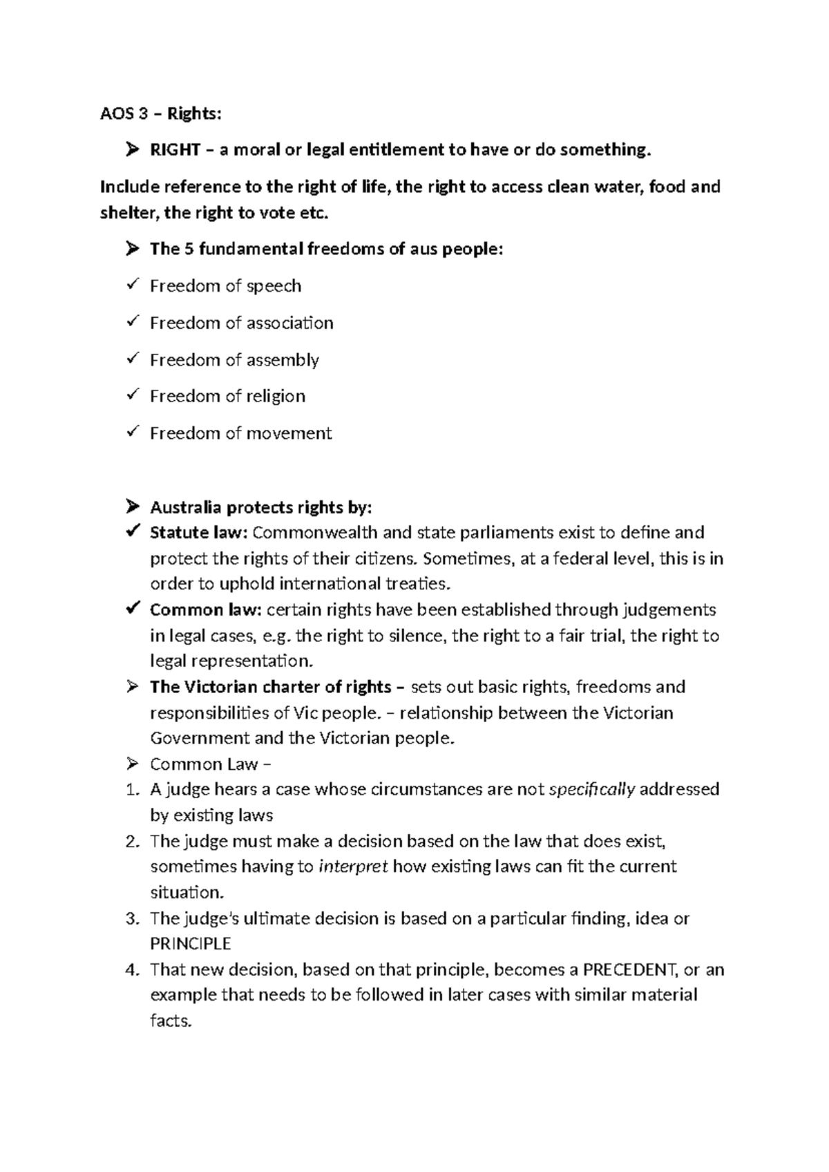 Unit 2 - AOS 3 - Rights - AOS 3 – Rights: RIGHT – a moral or legal ...