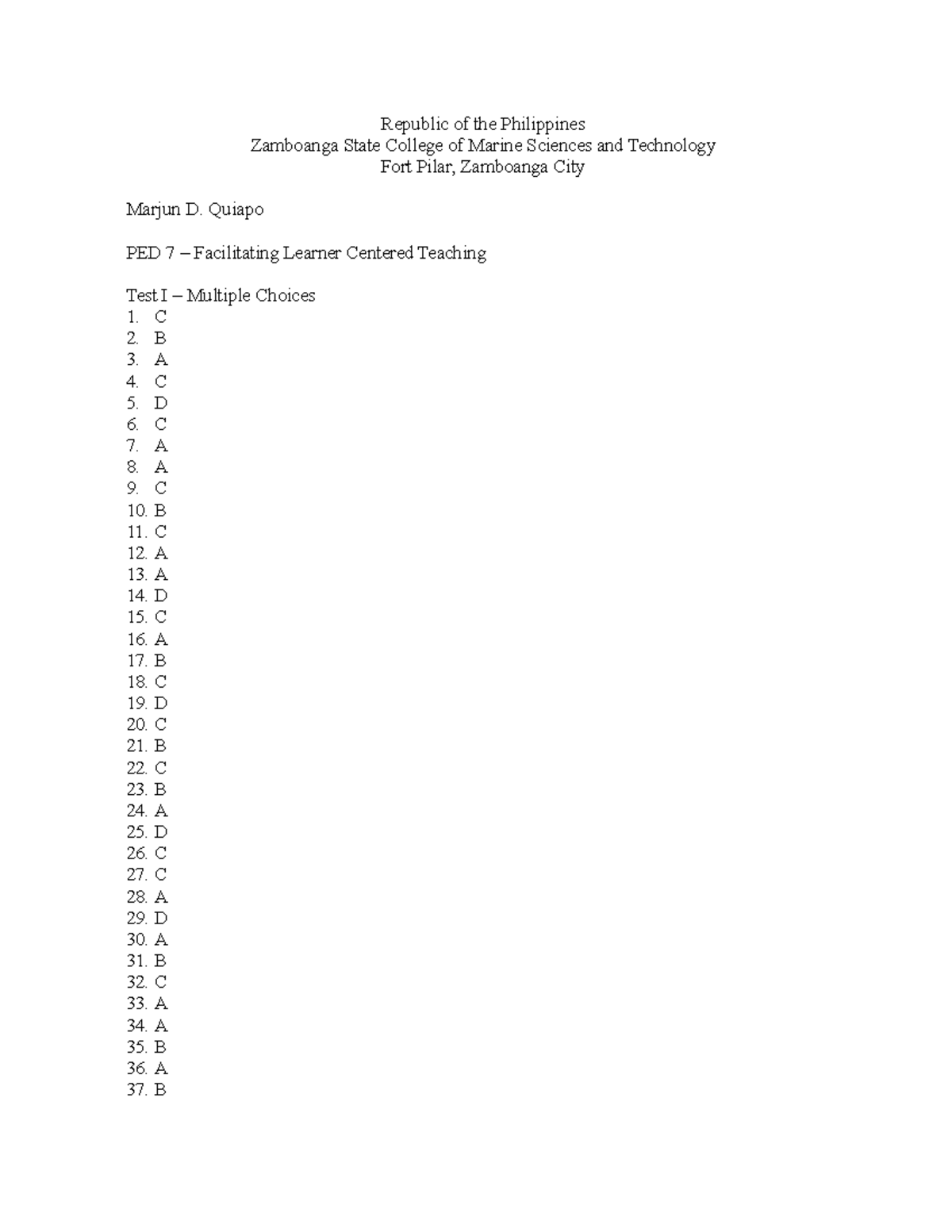 Final Exam - For academic use, in Filipino literary context and ...