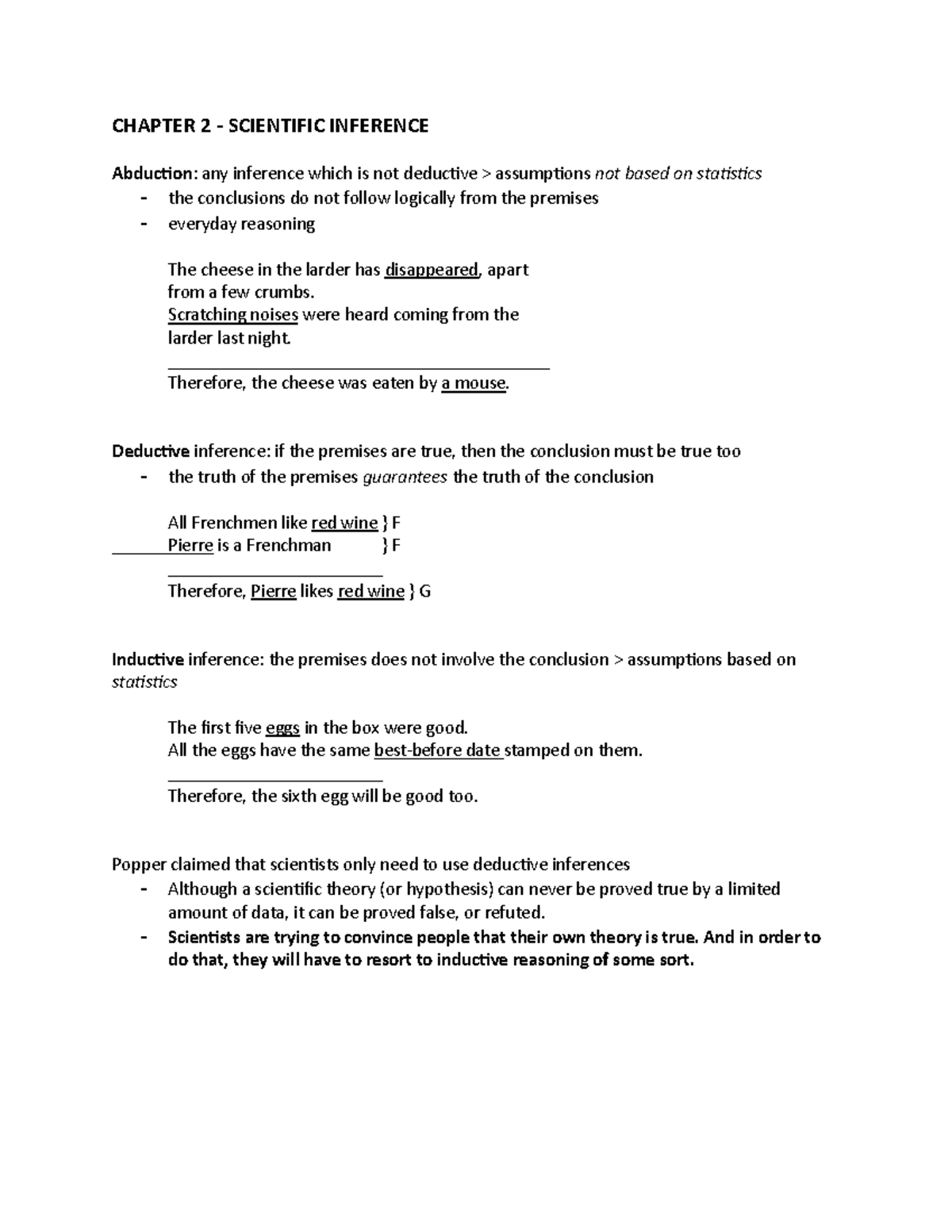 Philosophy of Science - Chapter 2 - CHAPTER 2 - SCIENTIFIC INFERENCE ...