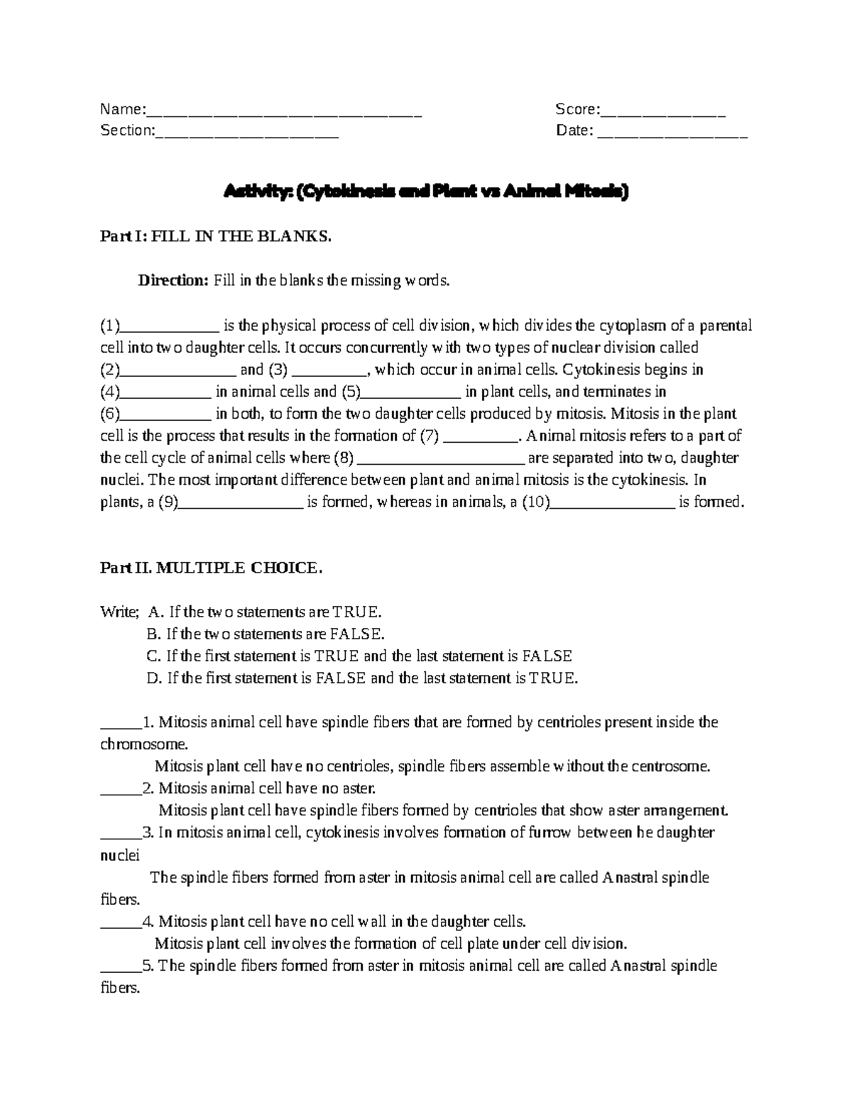 General Biology Activity Group III Google Docs - Name