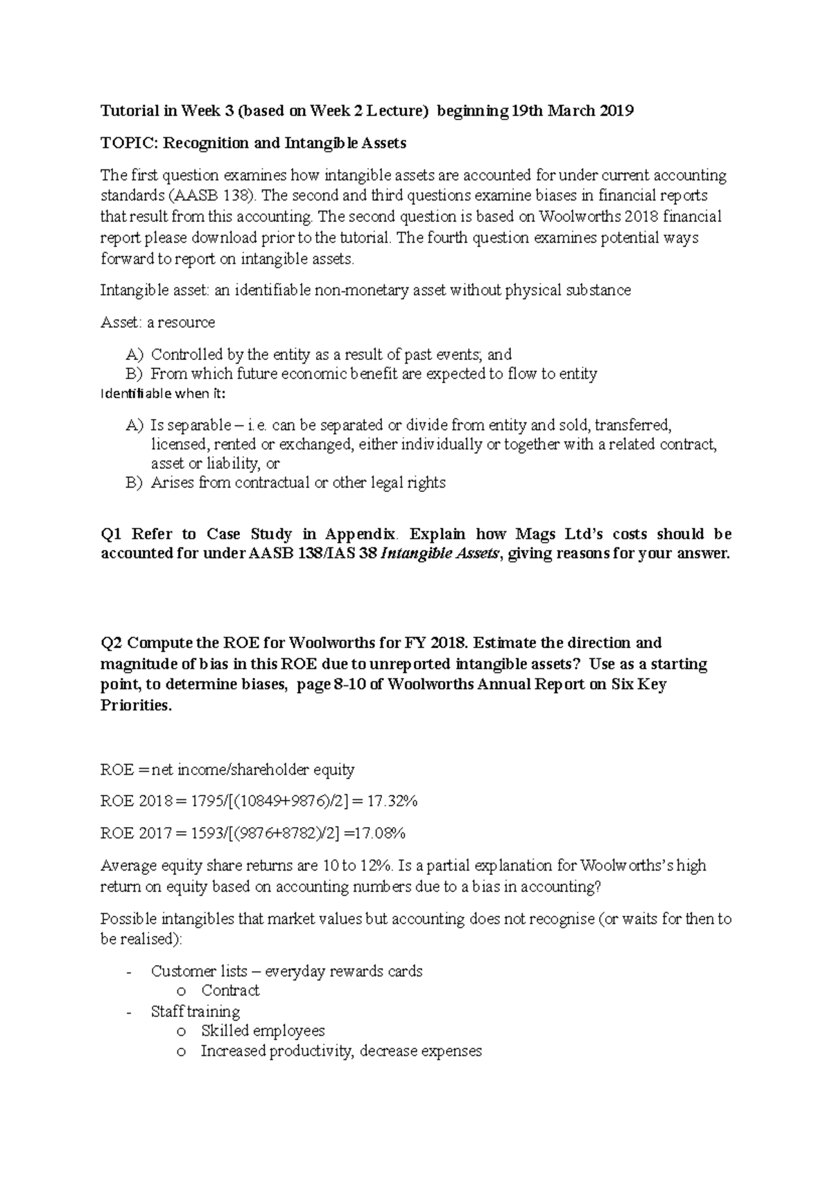 Tute 2 - Tutor is Ajanee Rnasinghe - Tutorial in Week 3 (based on Week 2 Lecture) beginning 19th ...