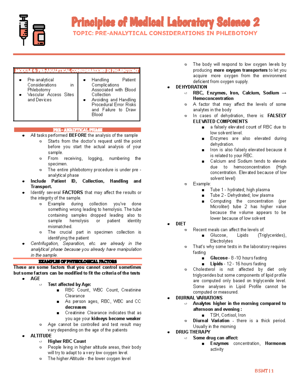BSMT PMTP Lecture Module 6 - Principles of Medical Laboratory Science 2 ...