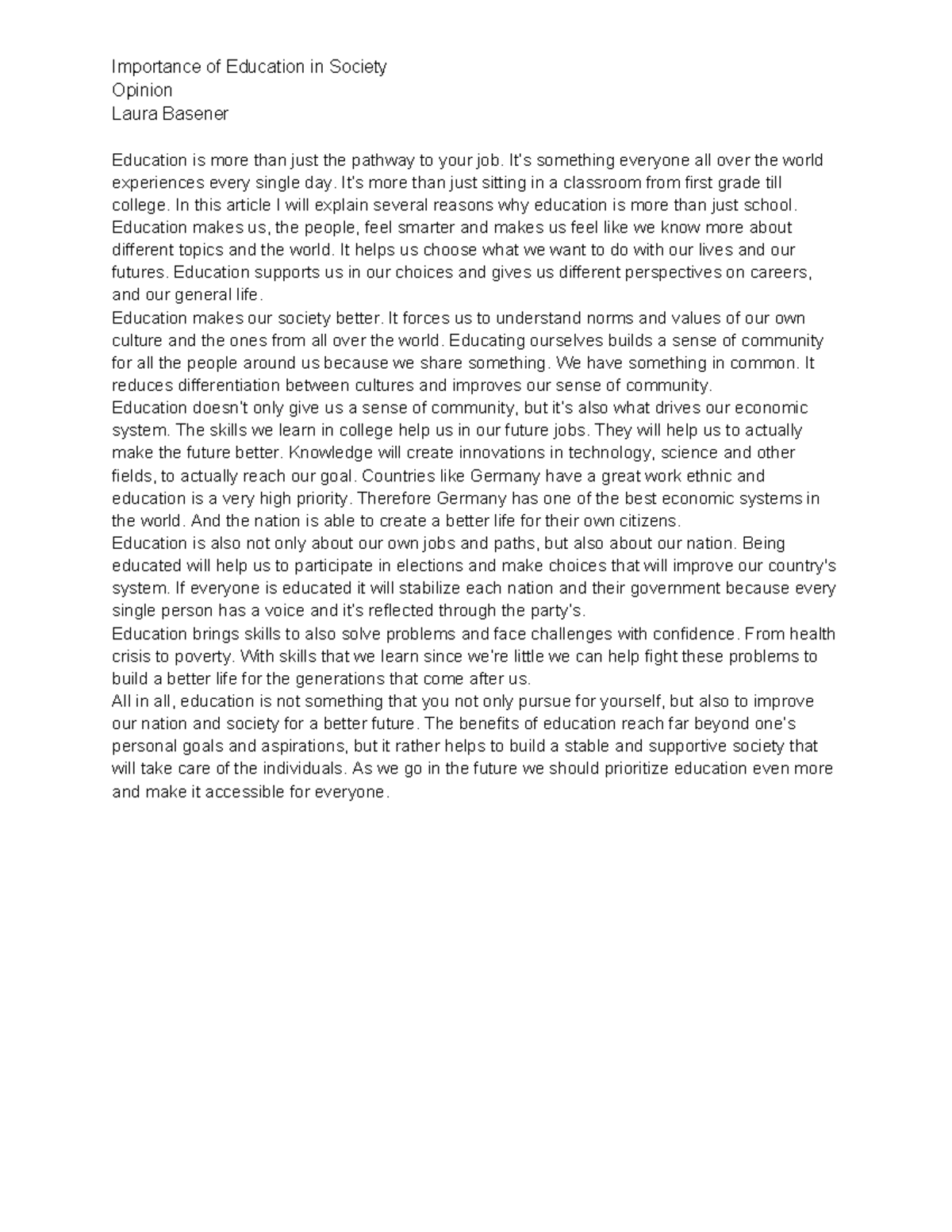 Practice Article - education is important for society - Importance of ...