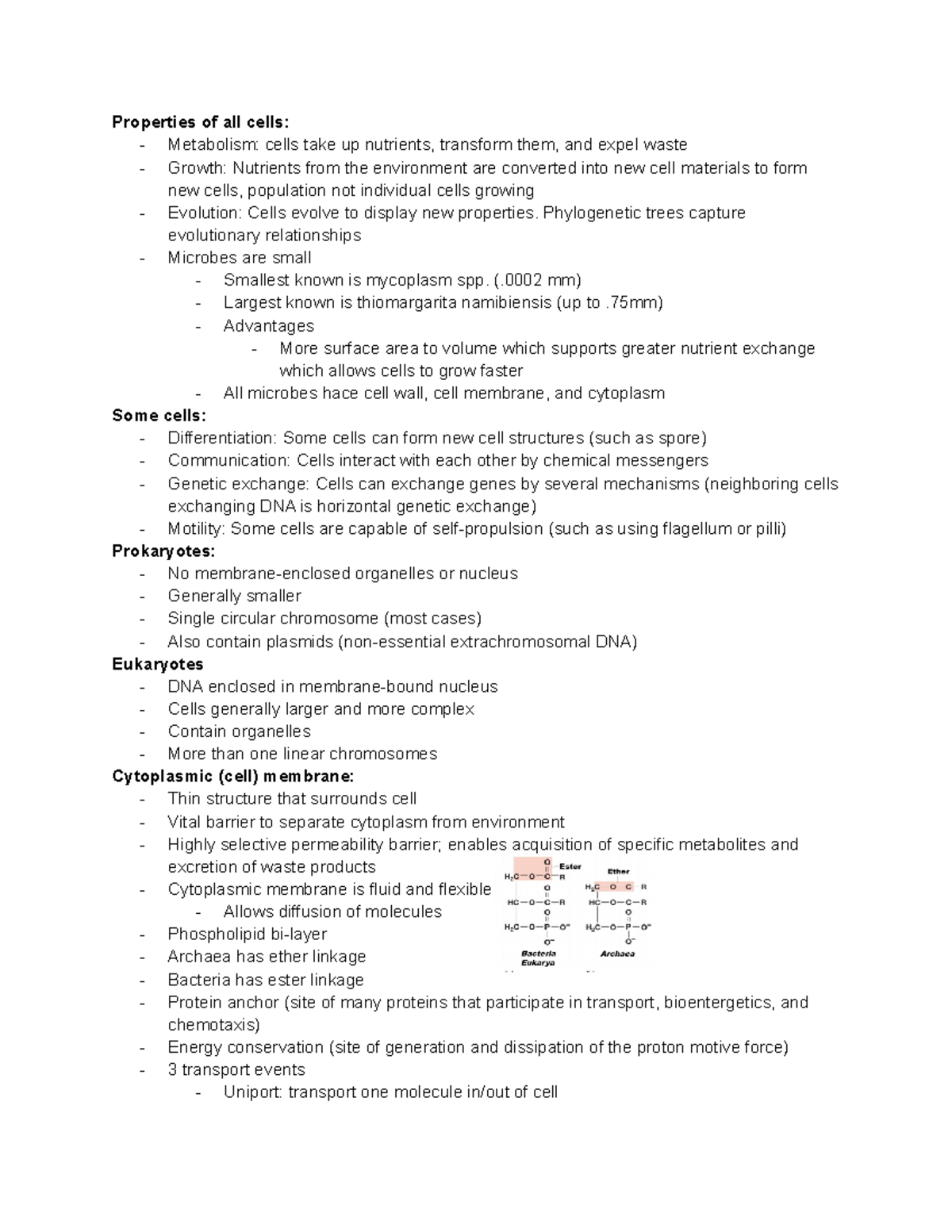 Lecture 3 Cell Structure - Properties of all cells: - Metabolism: cells ...