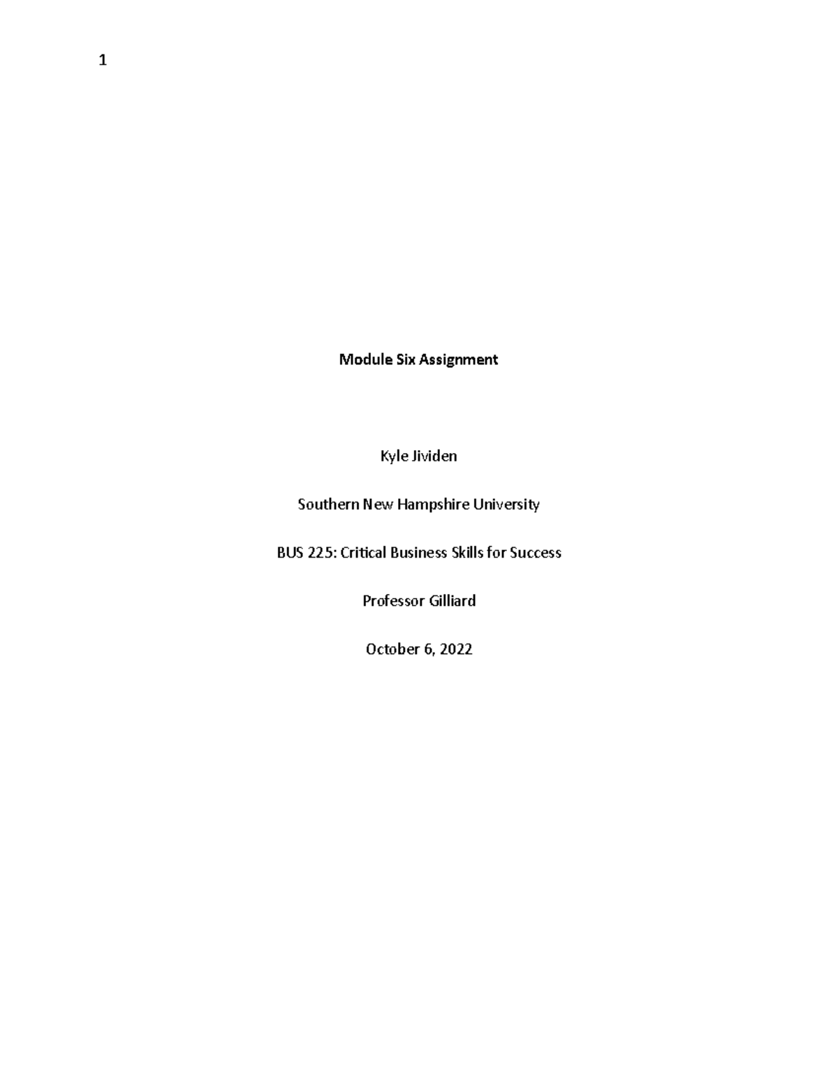 BUS225 Module Six Assignment - Module Six Assignment Kyle Jividen ...