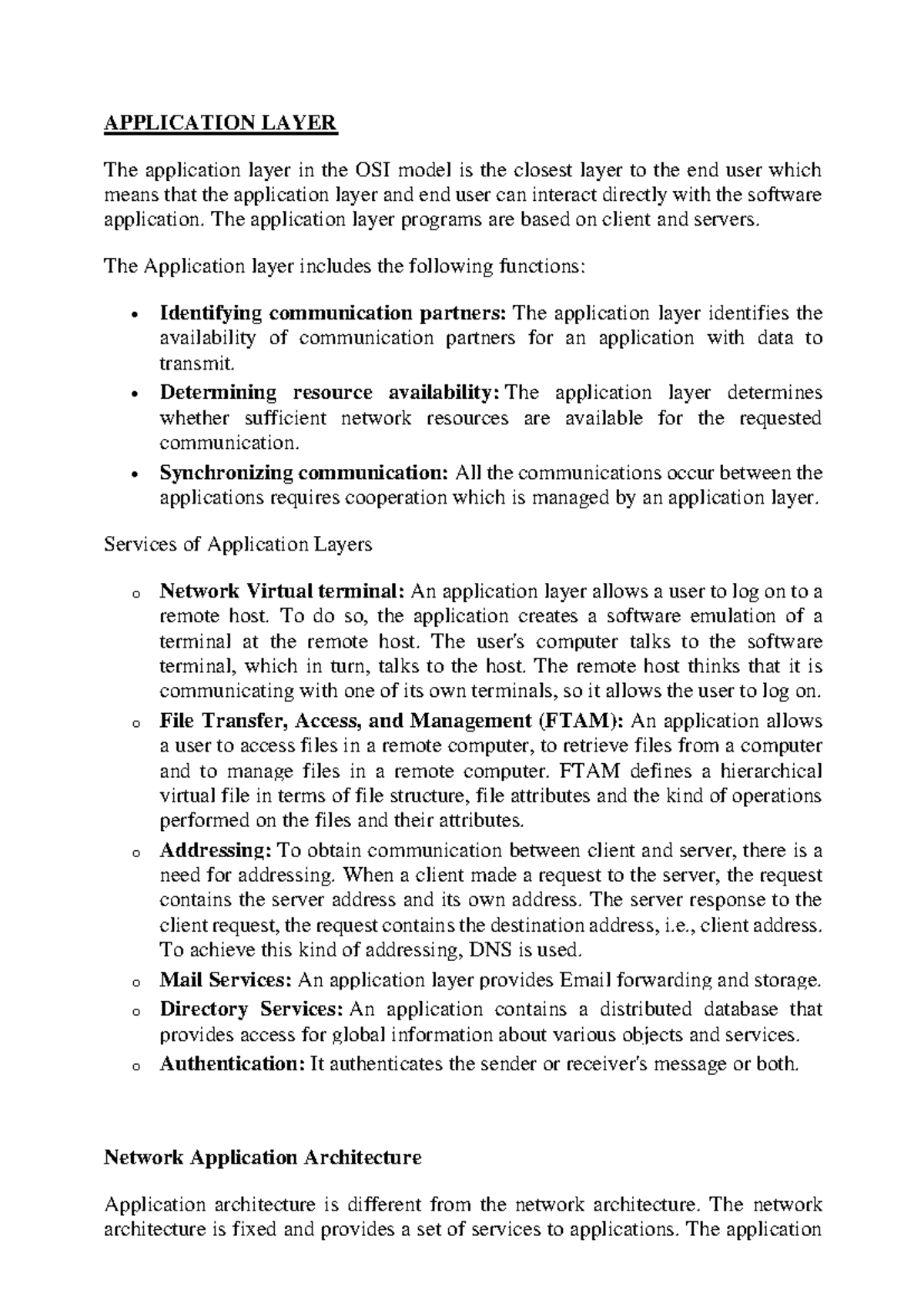 Unit5 application layer - APPLICATION LAYER The application layer in the OSI model is the ...