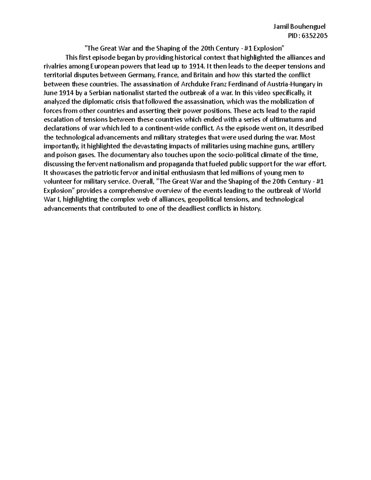 The Great War and the Shaping of the 20th Century - It then leads to ...