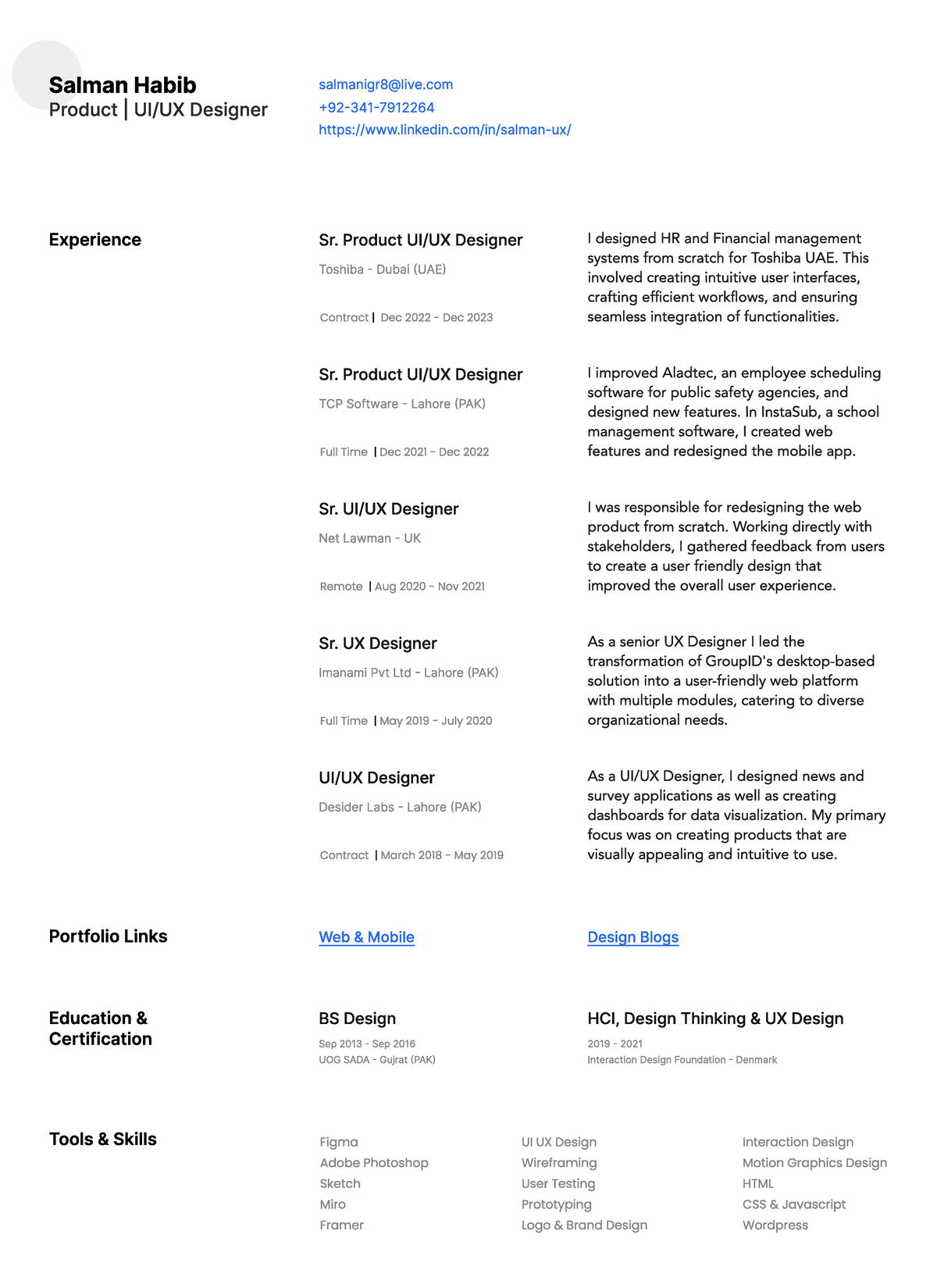 Salman Product Designer (UI UX) - Salman Habib Experience Portfolio ... Salman Product Designer (UI UX) - Salman Habib Experience Portfolio ...