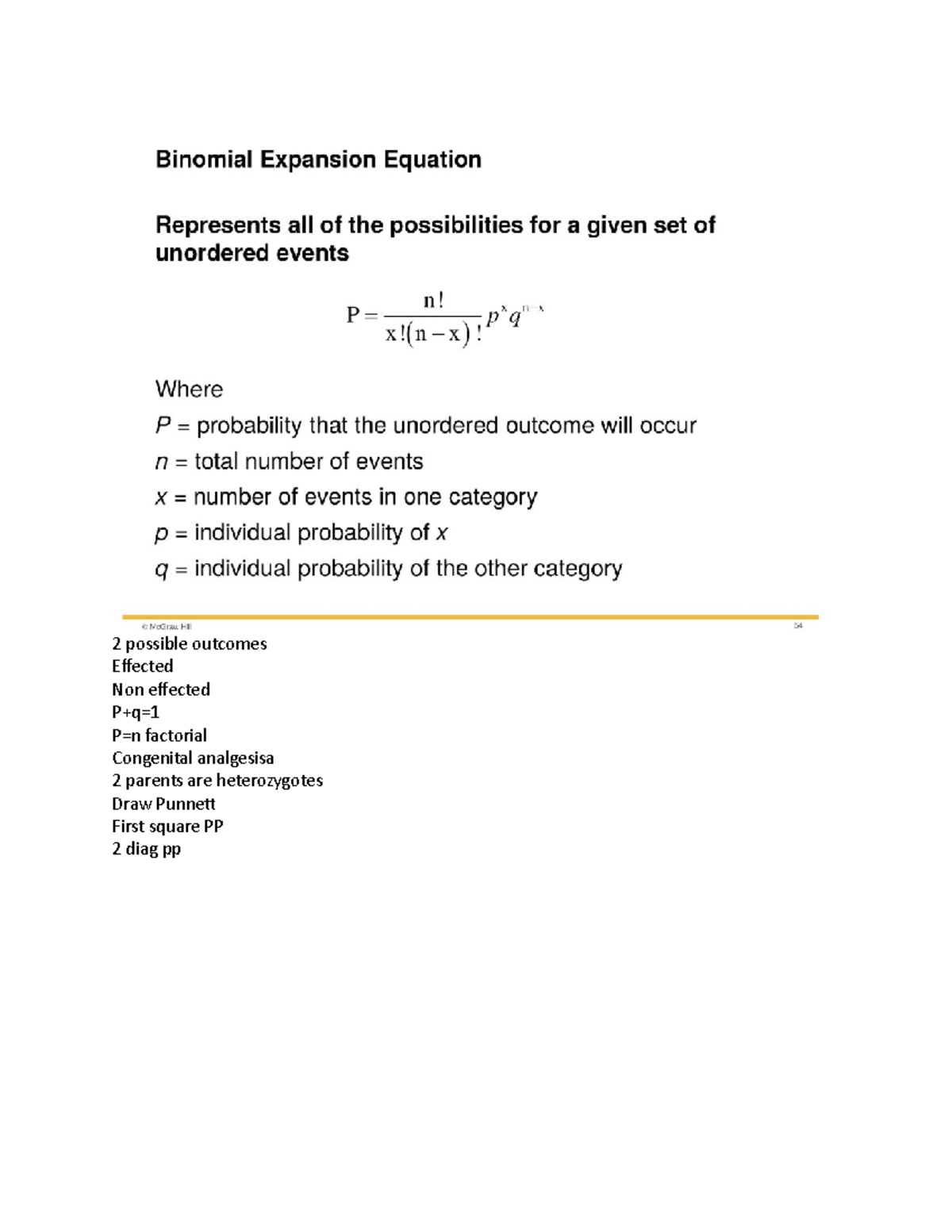 2 possible outcomes - genetics notes - 2 possible outcomes Effected Non ...