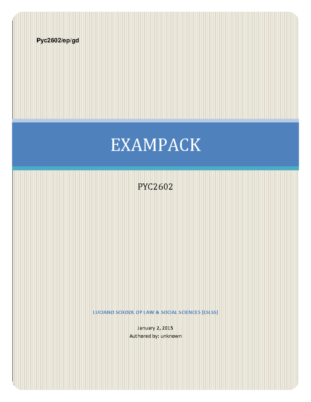 Pyc2602 exampack 2015 edition - Pyc2602/ep/gd EXAMPACK PYC LUCIANO ...