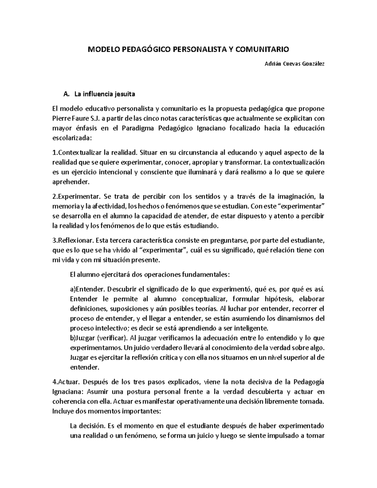 Cuevas A. 2015 . Modelo personalista y comunitario - MODELO PEDAGÓGICO ...