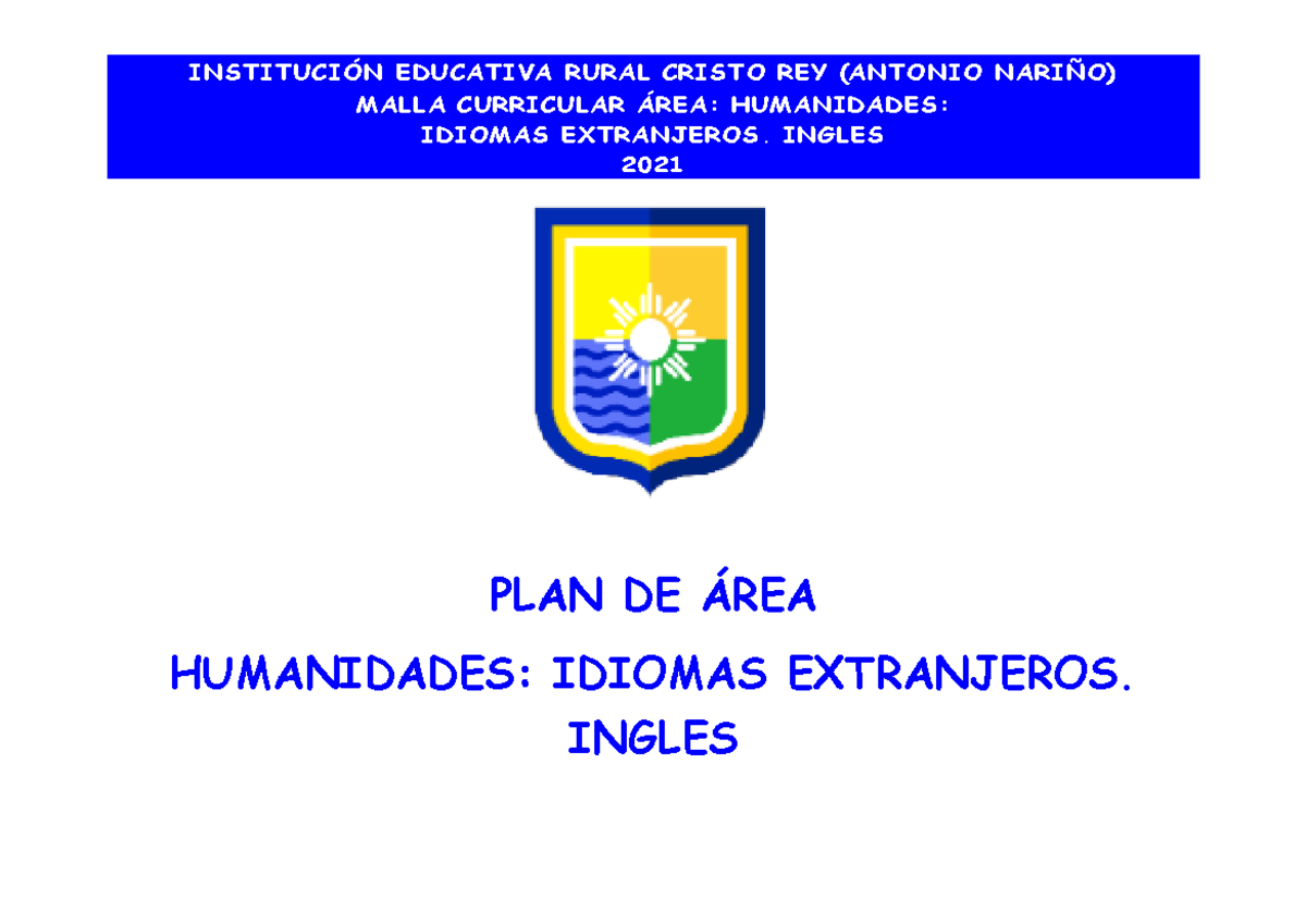 PLAN DE AREA Ingles - Plan de area - MALLA CURRICULAR ÁREA: HUMANIDADES ...