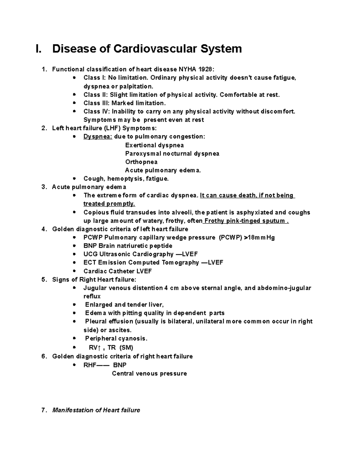 Internal MED Keypoints - I. Disease of Cardiovascular System Functional ...