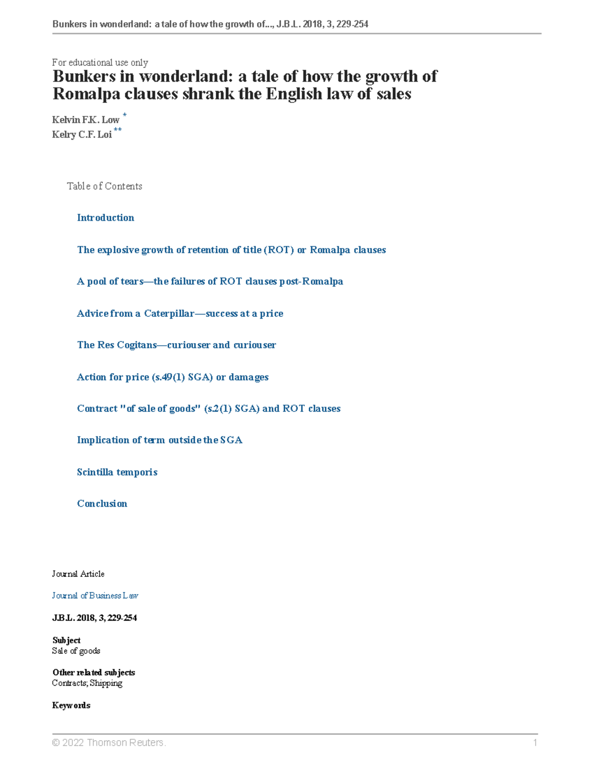 Low and Loi, 'Bunkers in wonderland- a tale of how the growth of ...