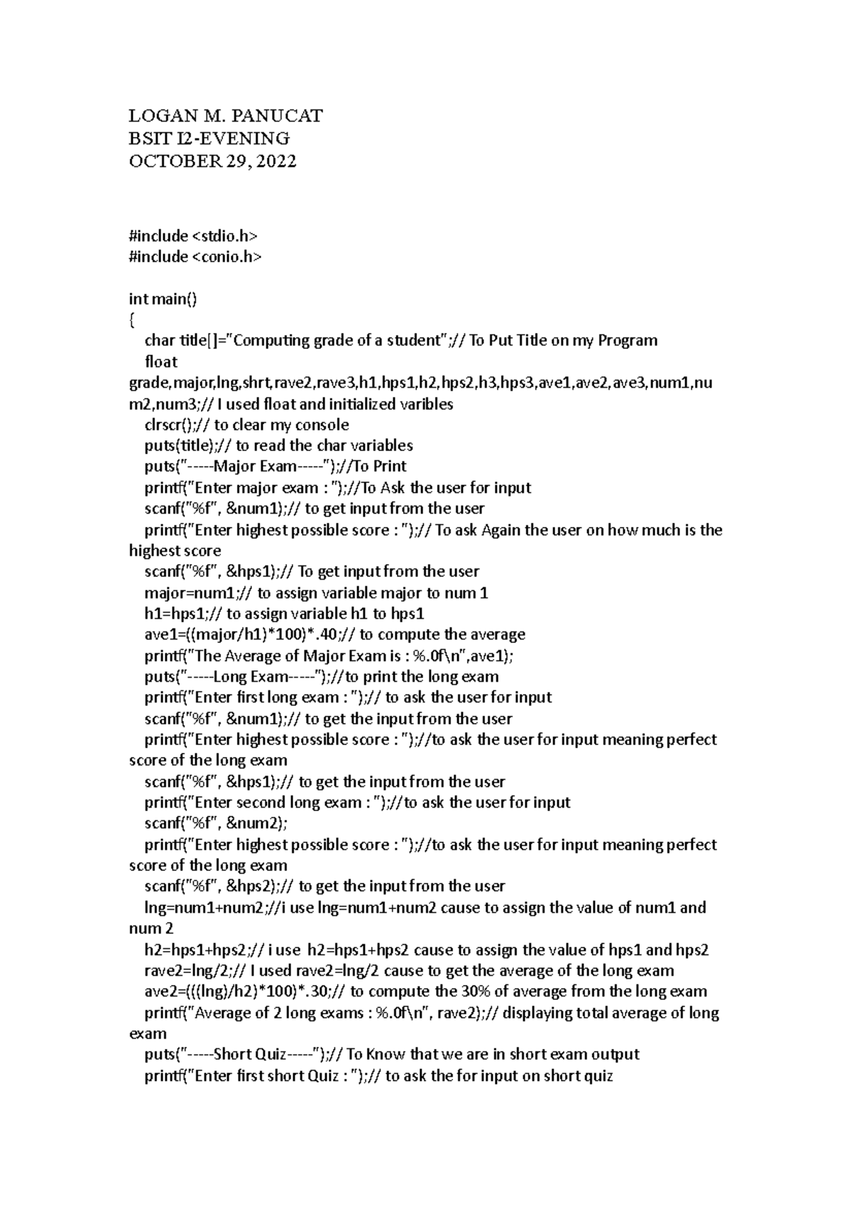 Student Grades - This is Only a Codes example on my activities thank ...