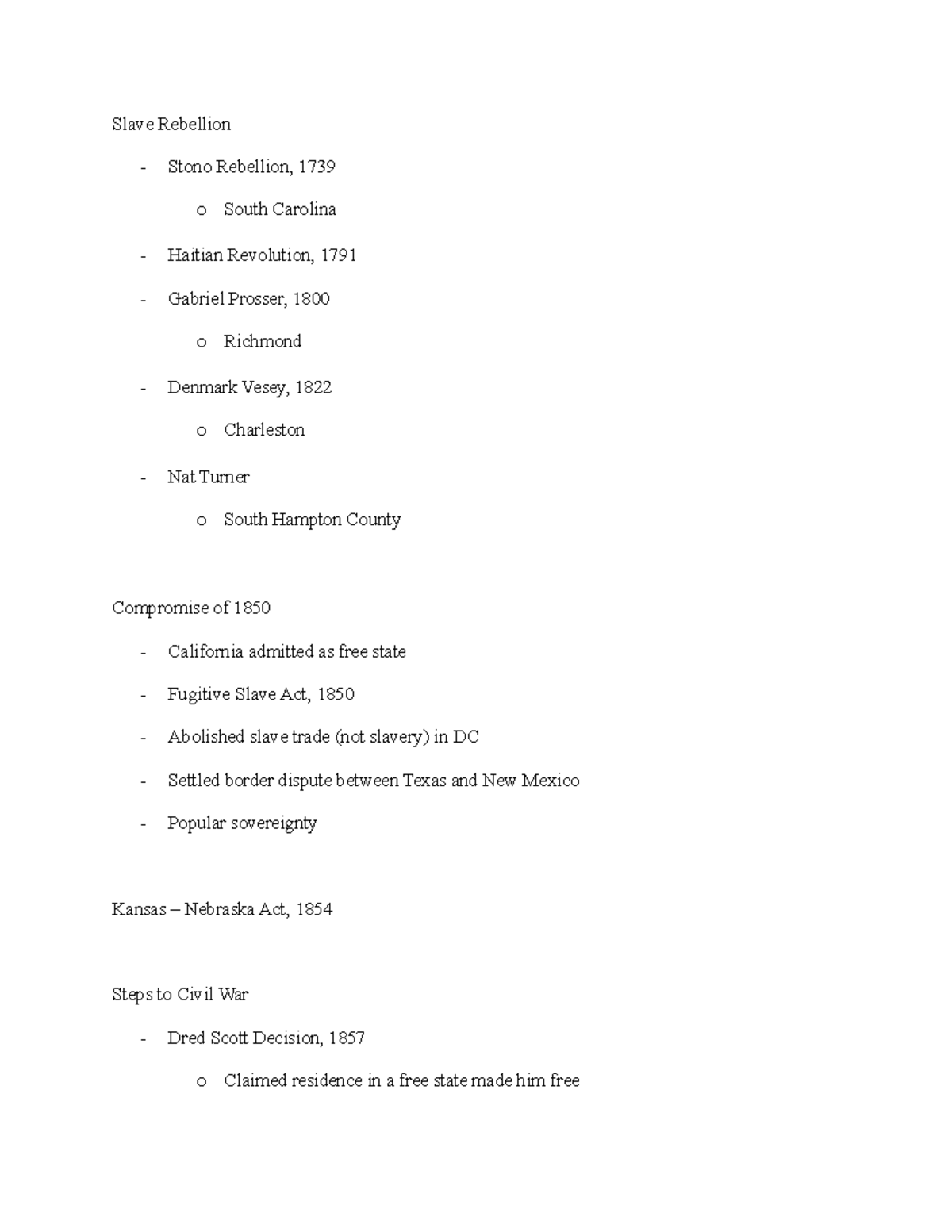 Slave rebellion leading up to the Civil War - Slave Rebellion Stono ...