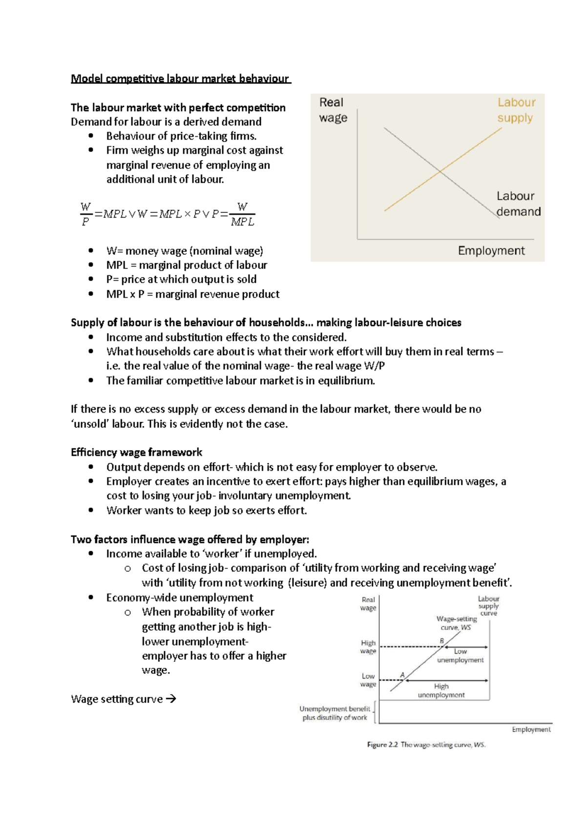 Lecture 1: Model competitive labour market behaviour - Model ...