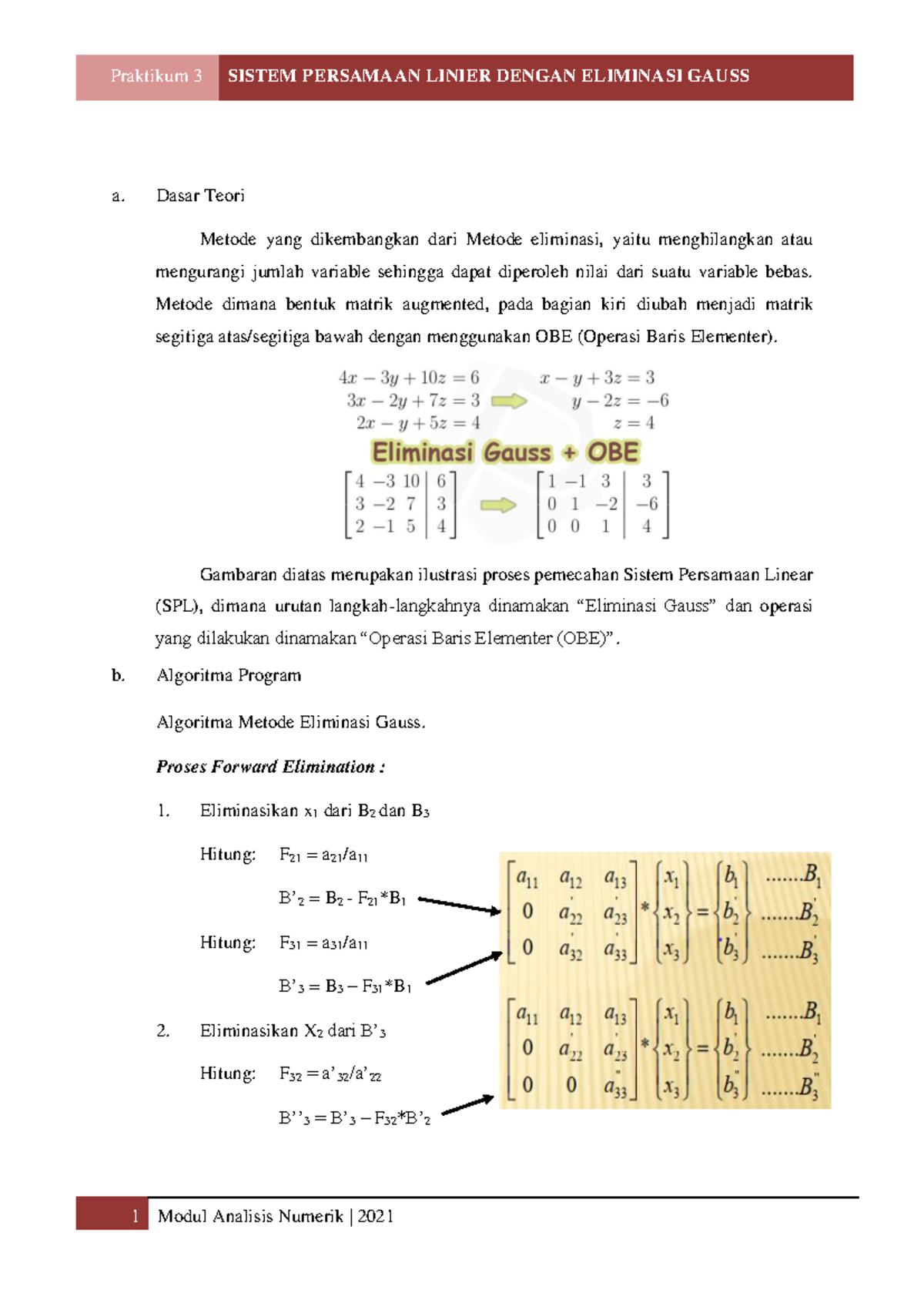 Metode Eliminasi Gauss-1 - a. Dasar Teori Metode yang dikembangkan dari ...