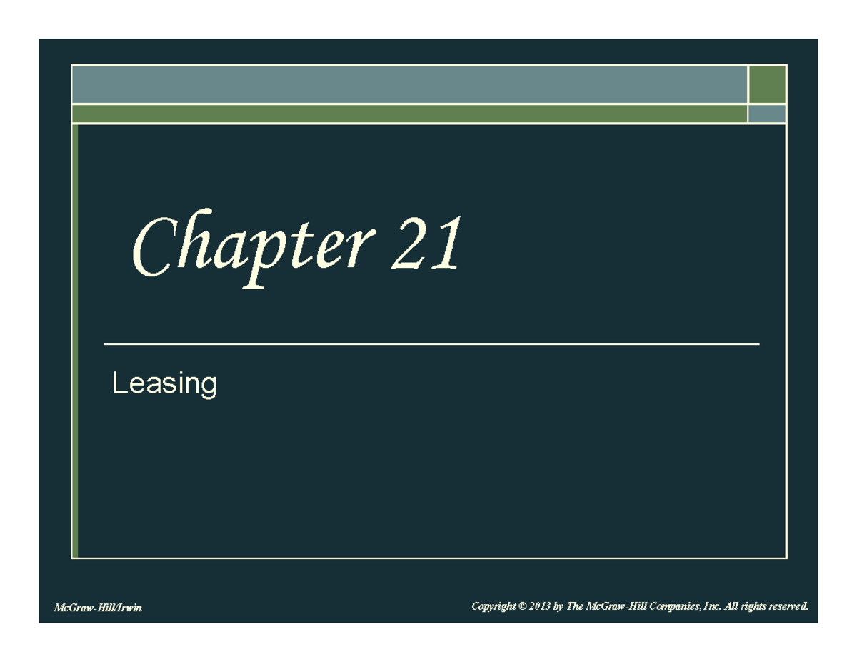 Chapter 21 - ppt slides - McGraw-Hill/Irwin Copyright © 2013 by The ...