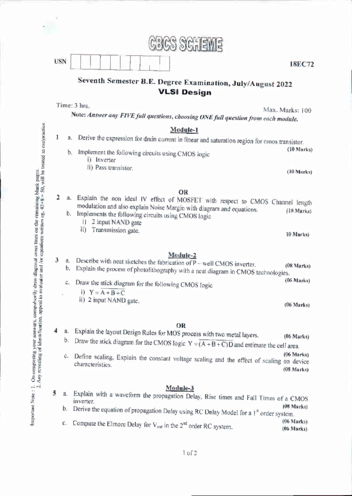 AUG-2022 - Qp of vlsi 2018 scheme - imp vtu qps - Studocu