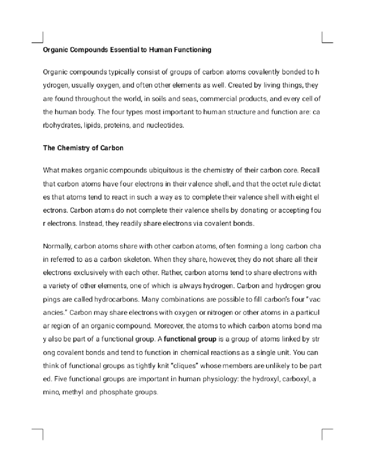 Organic Molecules IN Humans Phoenix - Organic Compounds Essential to ...