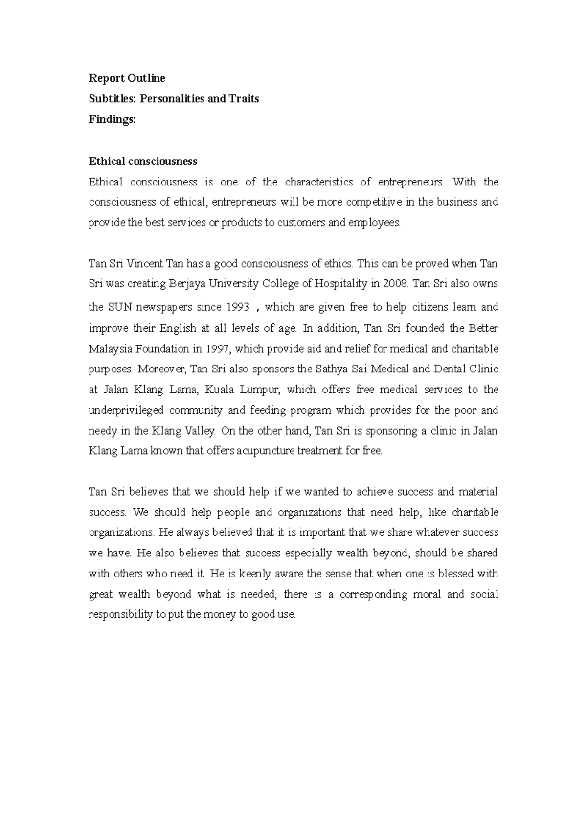 entre assignment Vincent Tan Entrepreneur - Report Outline Subtitles ...