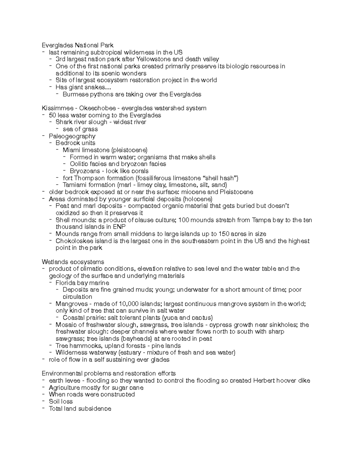 EES 180 Notes pg. 18 - Everglades National Park - Everglades National ...