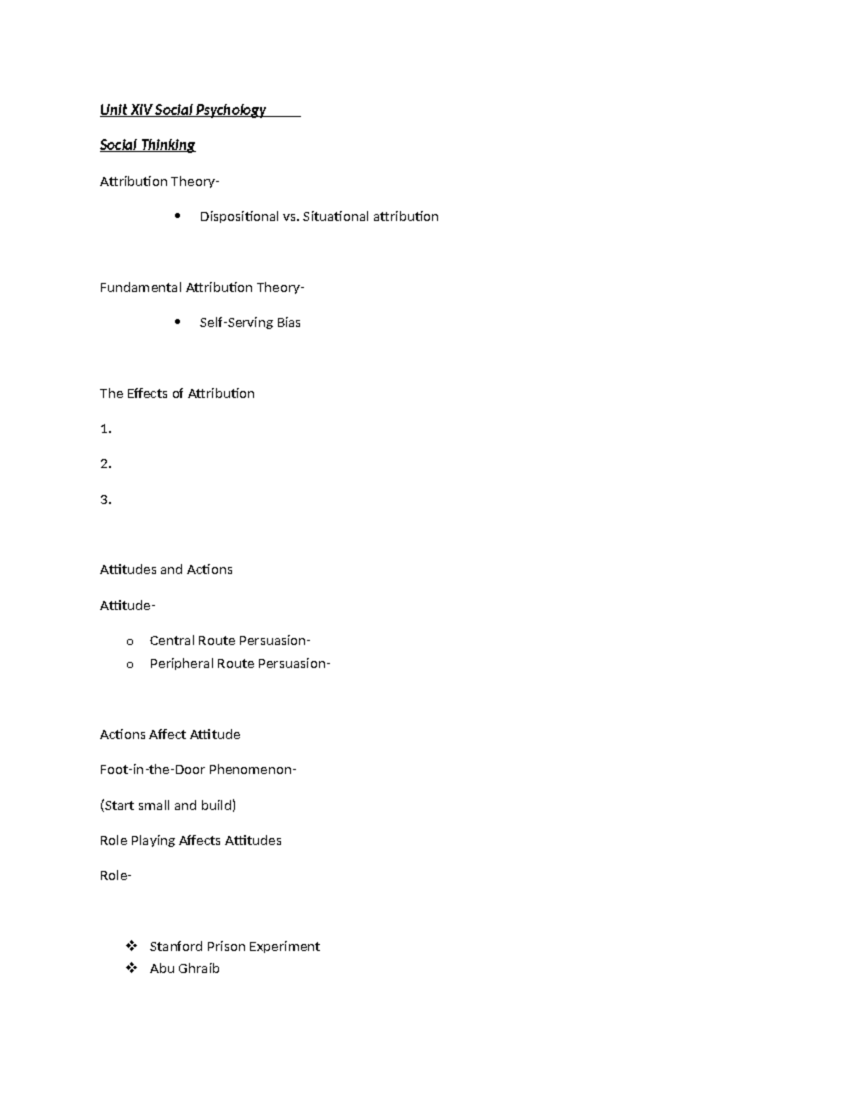 Unit+XIV+Social+Psychology - Unit XIV Social Psychology Social Thinking ...