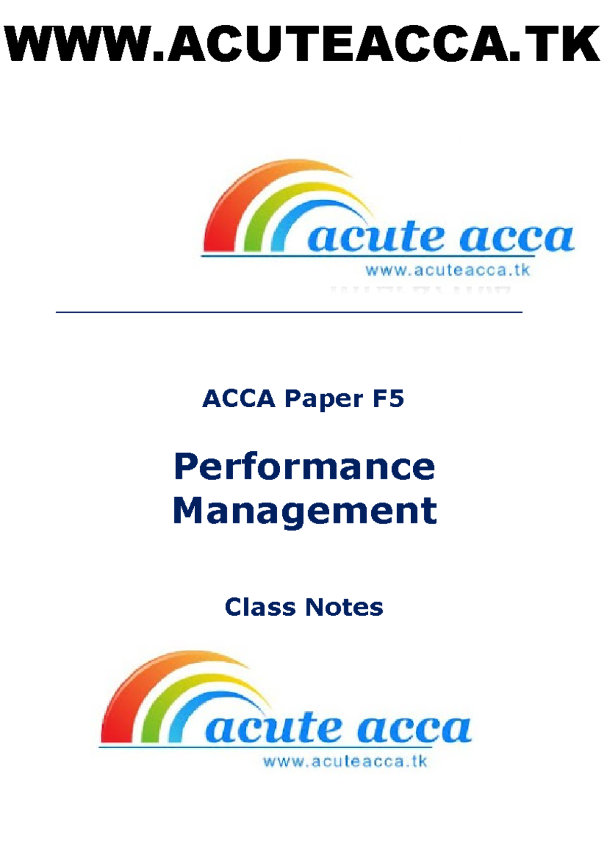 ACCA F5 LSBF Class Notes - - Studocu