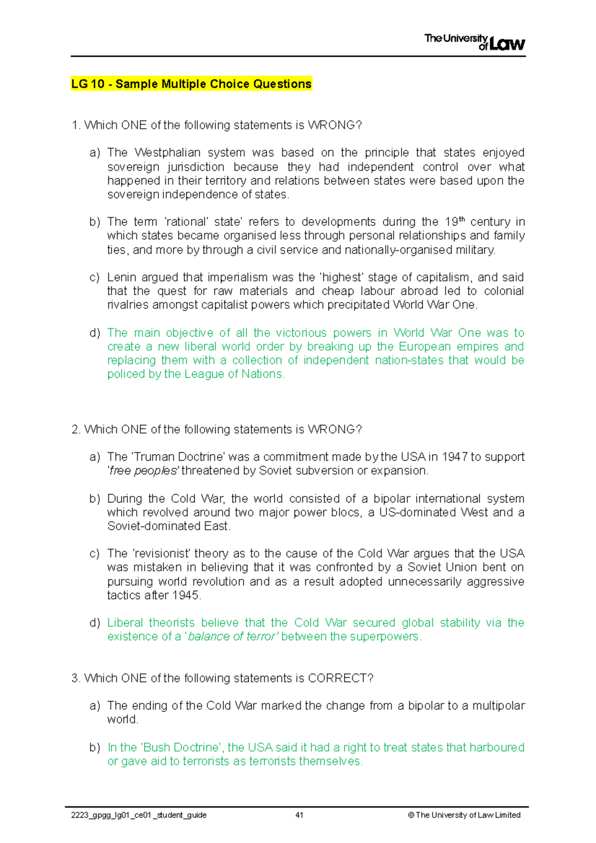 LG 10 Sample MCQs answered - LG 10 - Sample Multiple Choice Questions ...