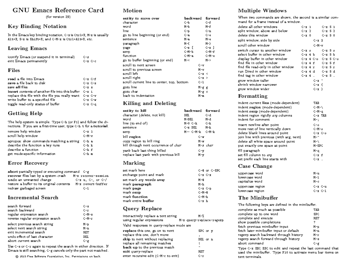 Emacsrefcard - EMACS reference - GNU Emacs Reference Card (for version ...