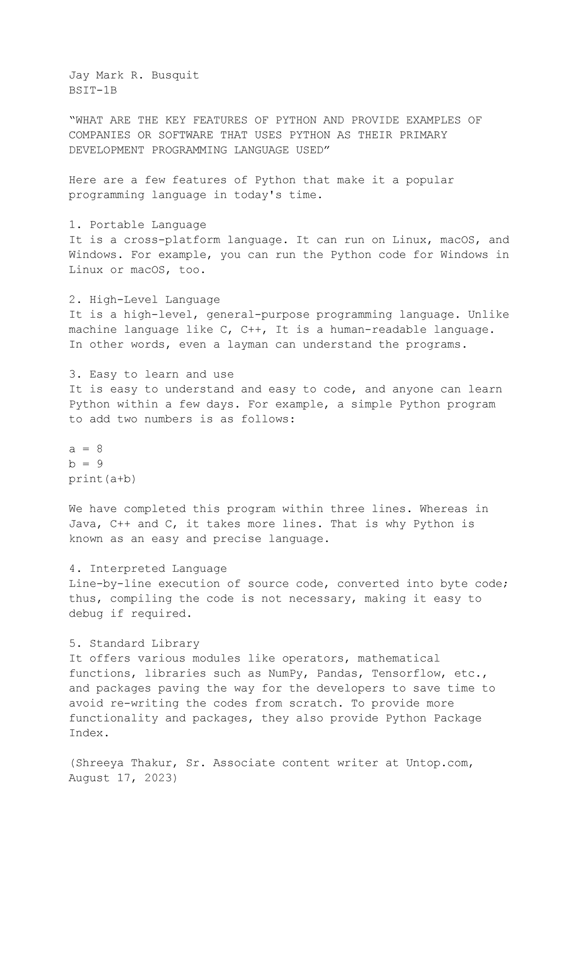CC2 assignment - bcgd - Jay Mark R. Busquit BSIT-1B “WHAT ARE THE KEY ...