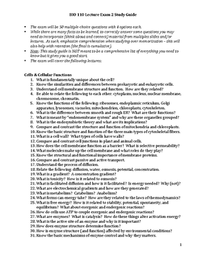 BIO Lab Exam 2 Study Guide - Biology 110 – Lab Exam 2 – Study Guide In ...