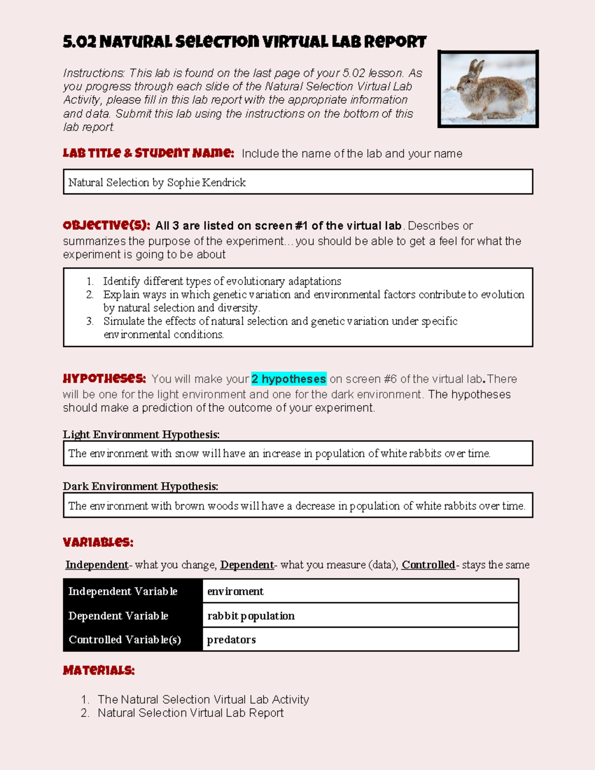 Copy of 5 02 lab report template-v23 - 5 Natural Selection Virtual Lab ...