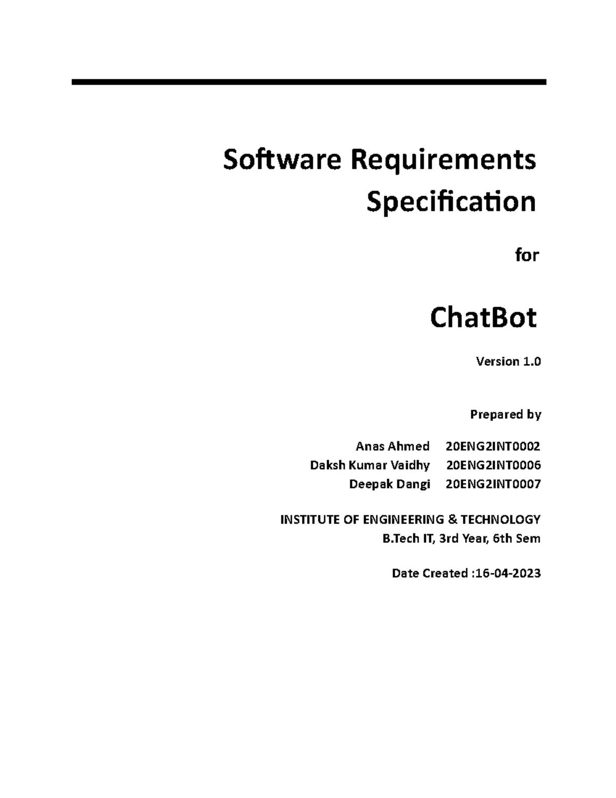 SRS-Chatbot - srs - Software Requirements Specification for ChatBot ...