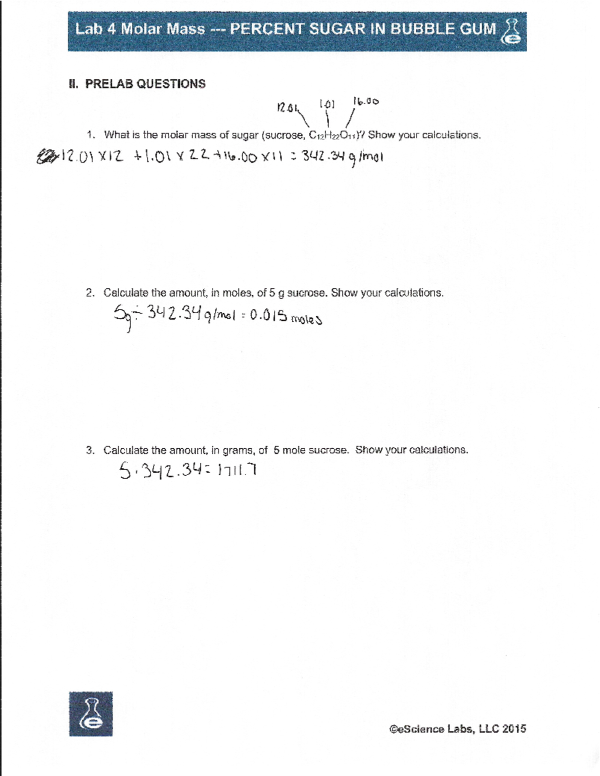 Bubble gum lab - lab work teacher- Amanda Petrus - CHEM 1010 - Studocu