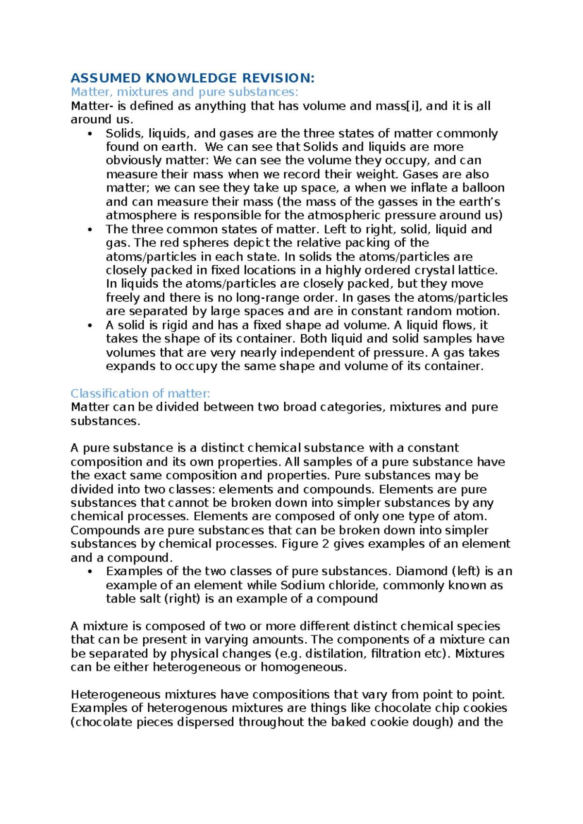 Assumed Knowledge Revision - ASSUMED KNOWLEDGE REVISION: Matter ...