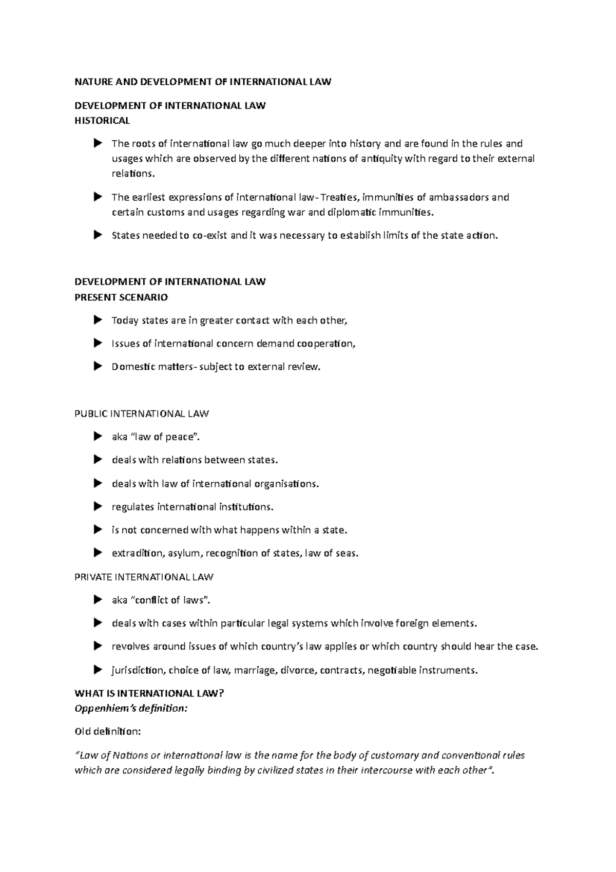 PUBLIC INTERNATIONAL LAW- Unit 1 - NATURE AND DEVELOPMENT OF ...