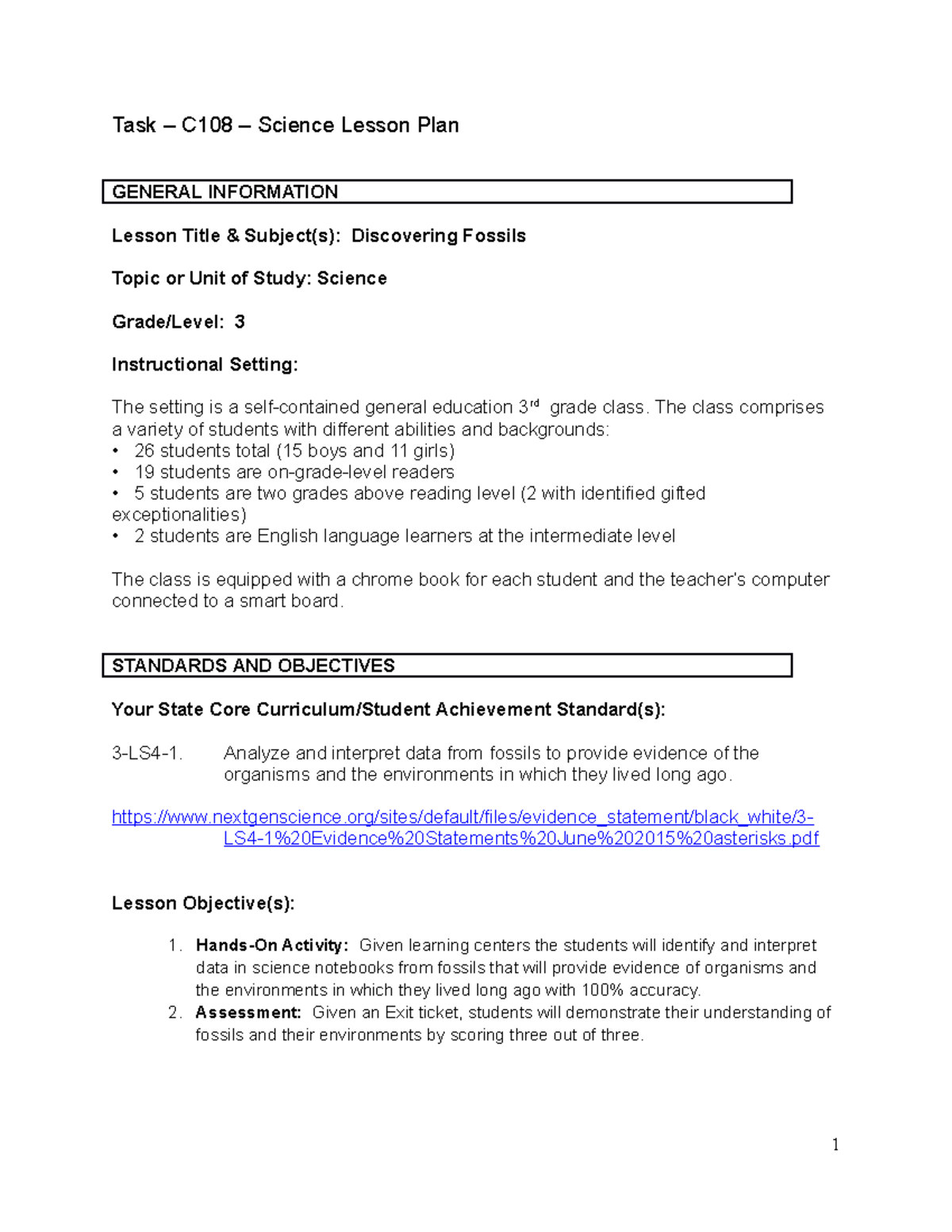 C108 Lesson Plan - Task – C108 – Science Lesson Plan GENERAL ...
