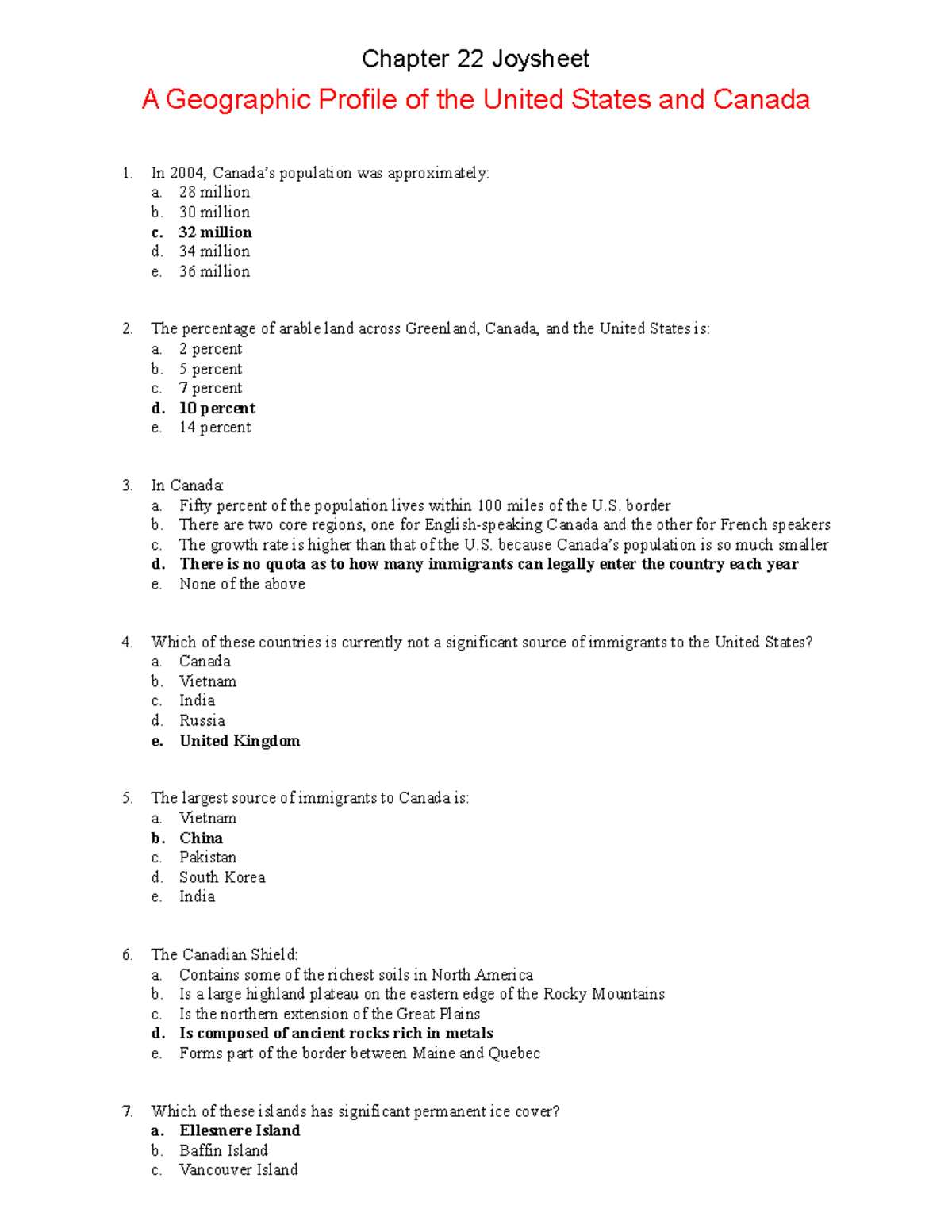 Ch22 A Geographic Profile of the United States and Canada - Chapter 22 ...