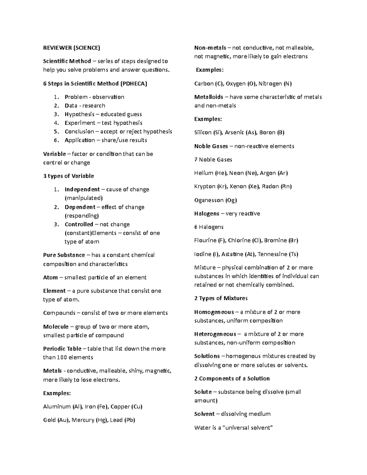 Science Reviewer - REVIEWER (SCIENCE) Scientific Method – series of ...