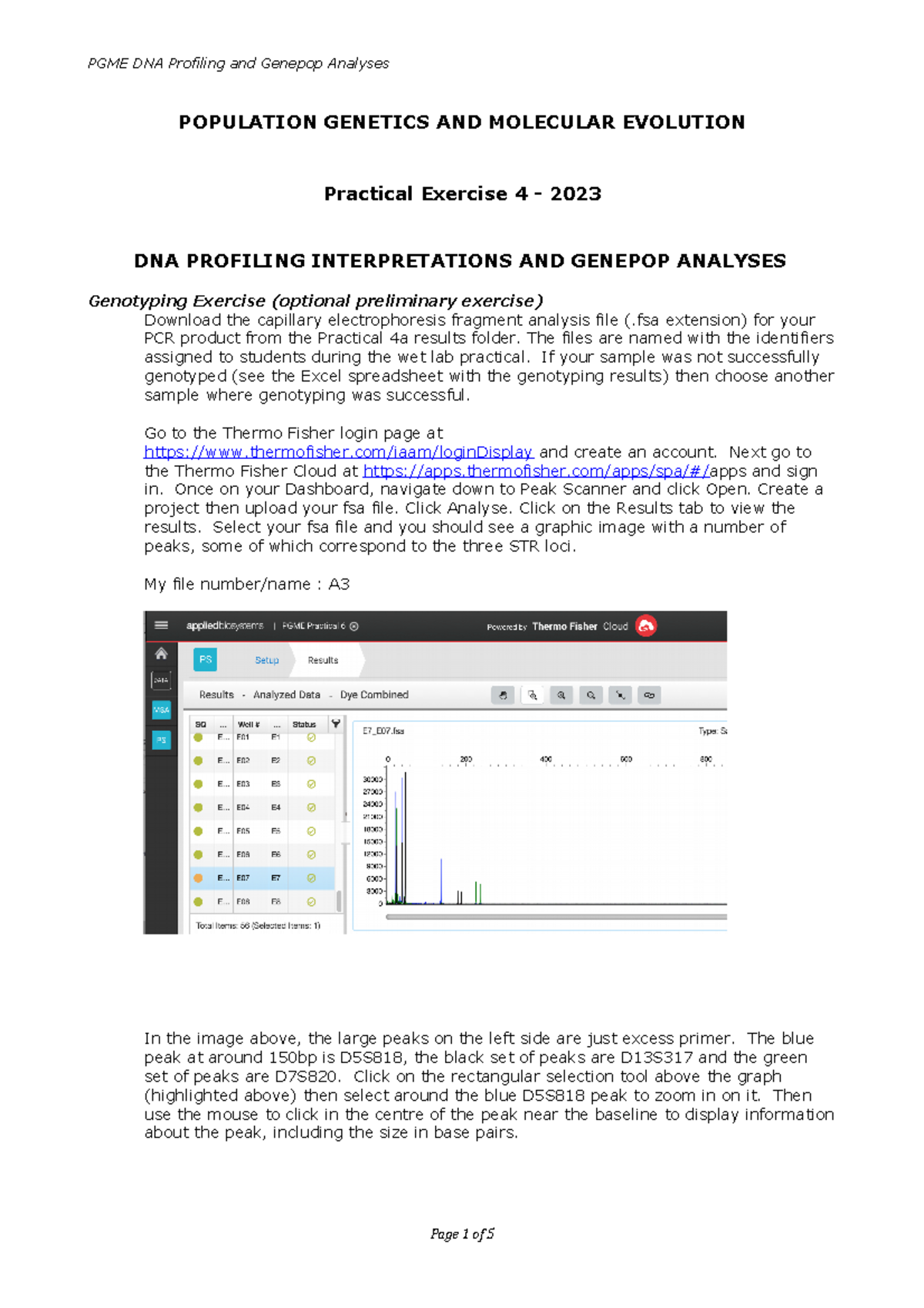 Practical 6b - DNA Profiling 2023 - POPULATION GENETICS AND MOLECULAR ...
